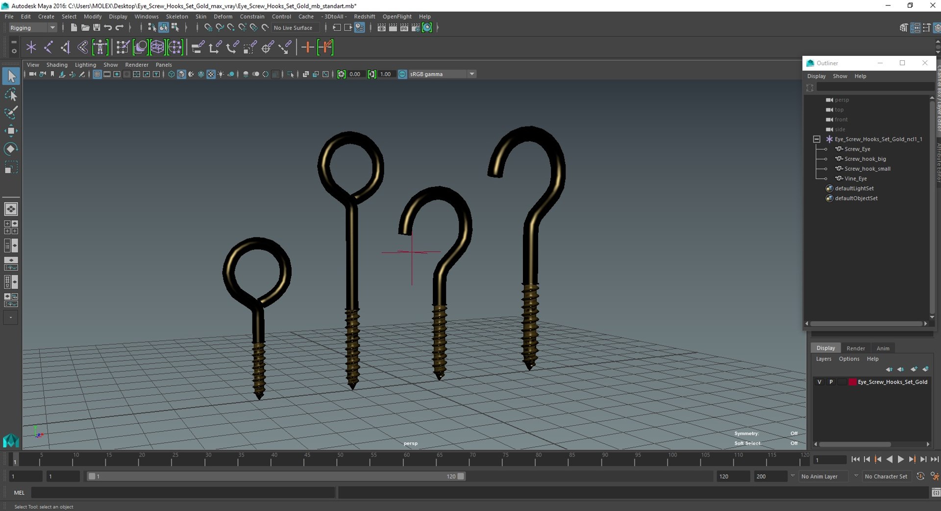 Eye Screw Hooks Set Gold Model - TurboSquid 2217920