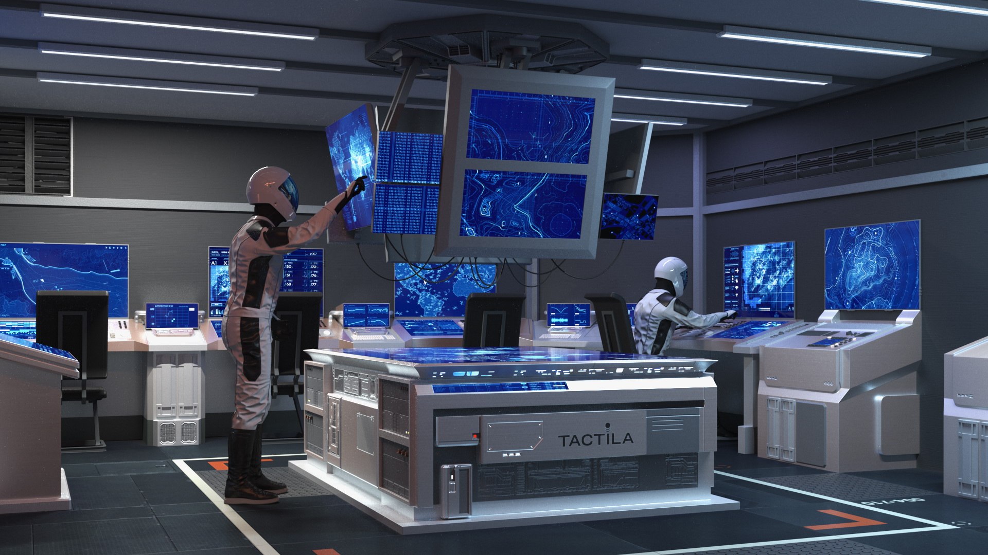 Sci Fi Command Room With Operators Blue 3D Model - TurboSquid 2261026