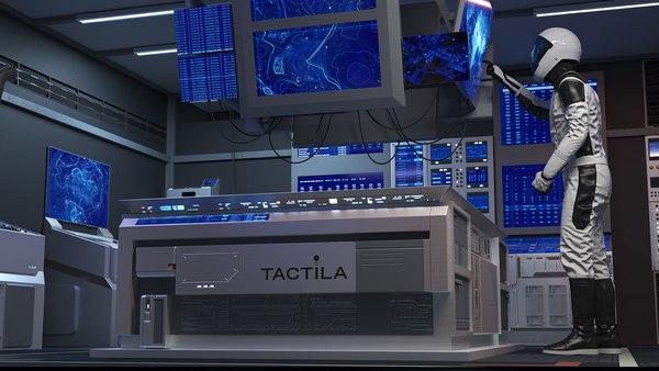 modelo 3d Sala de mando de ciencia ficción con operadores azul ...