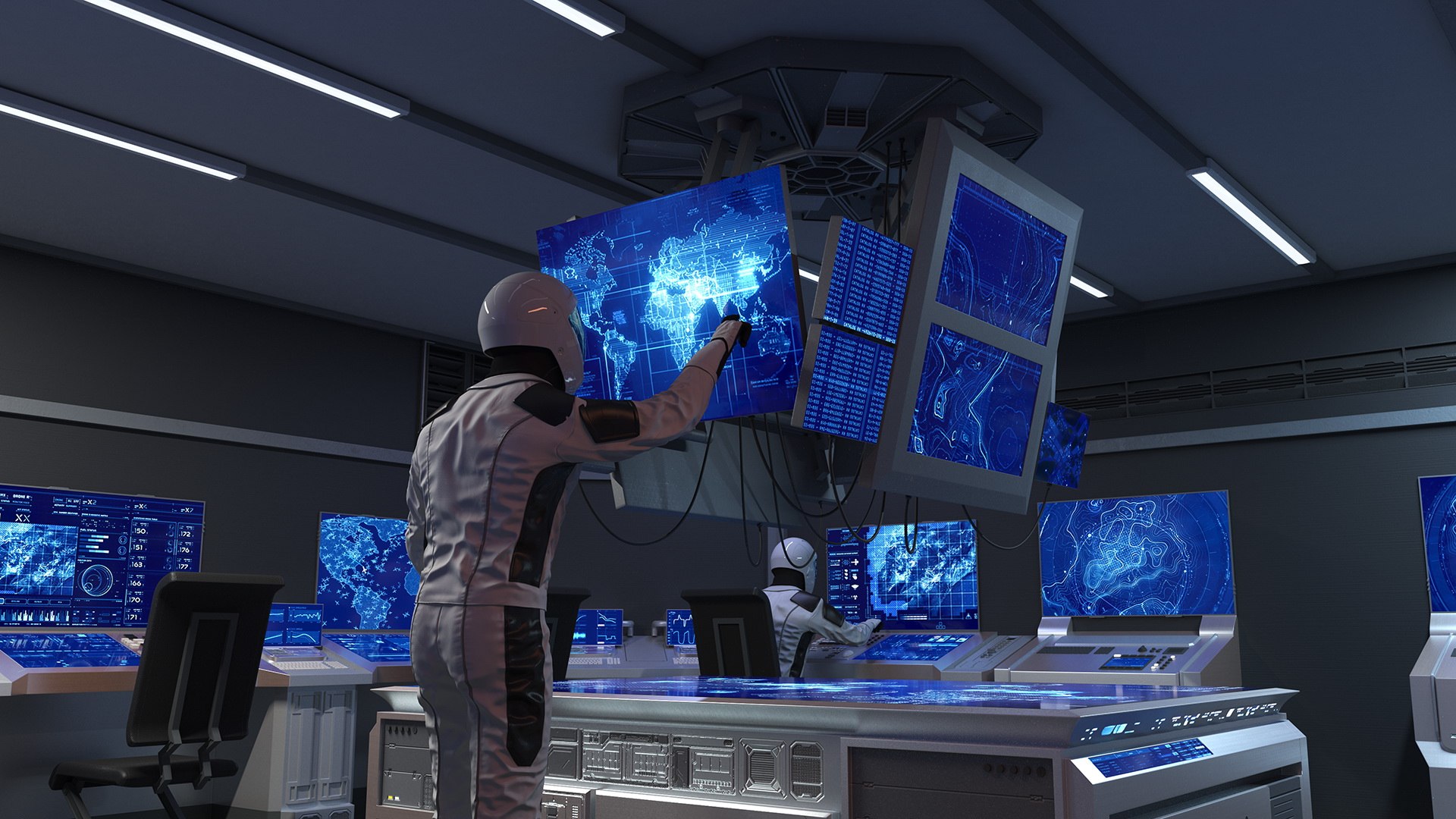 Sci Fi Command Room With Operators Blue 3D Model - TurboSquid 2261026