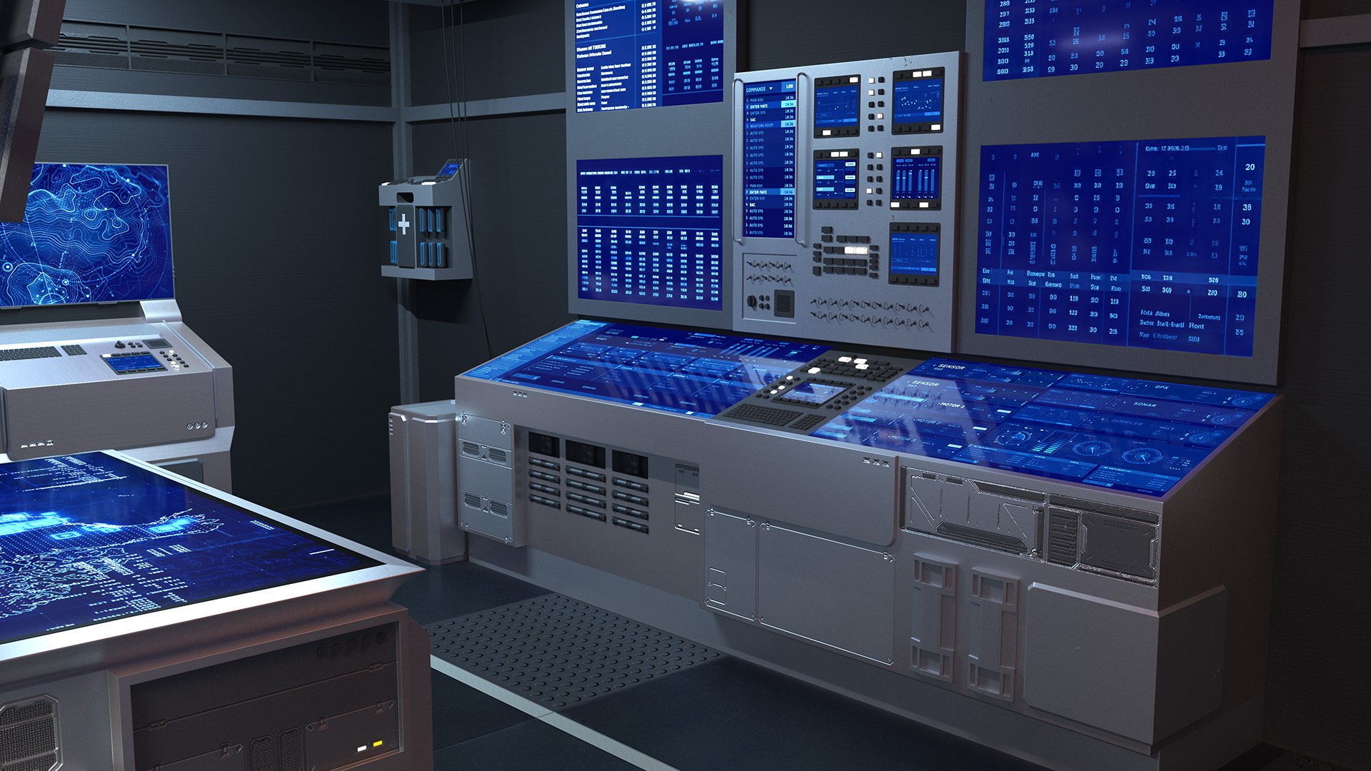 Sci Fi Command Room With Operators Blue 3D Model - TurboSquid 2261026