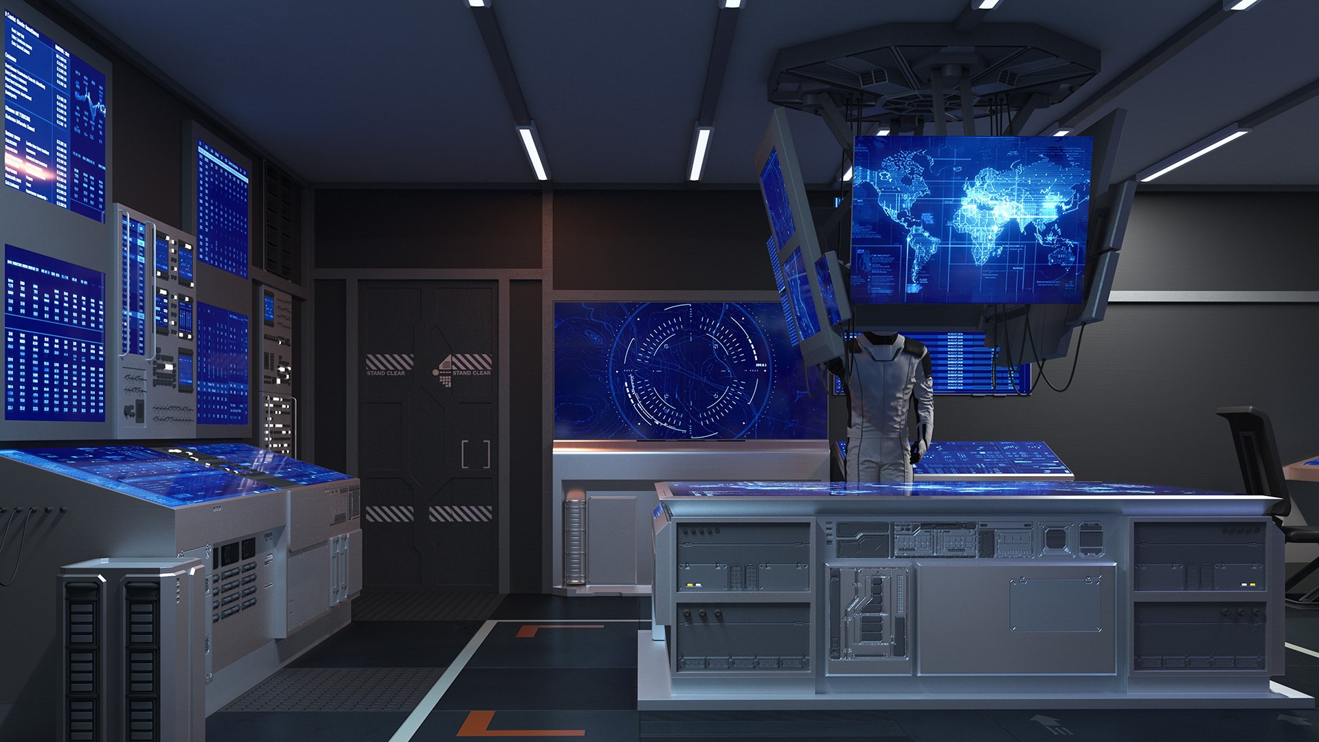 Sci Fi Command Room With Operators Blue 3D Model - TurboSquid 2261026