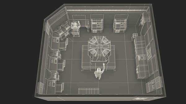 modelo 3d Sala de mando de ciencia ficción con operadores azul ...