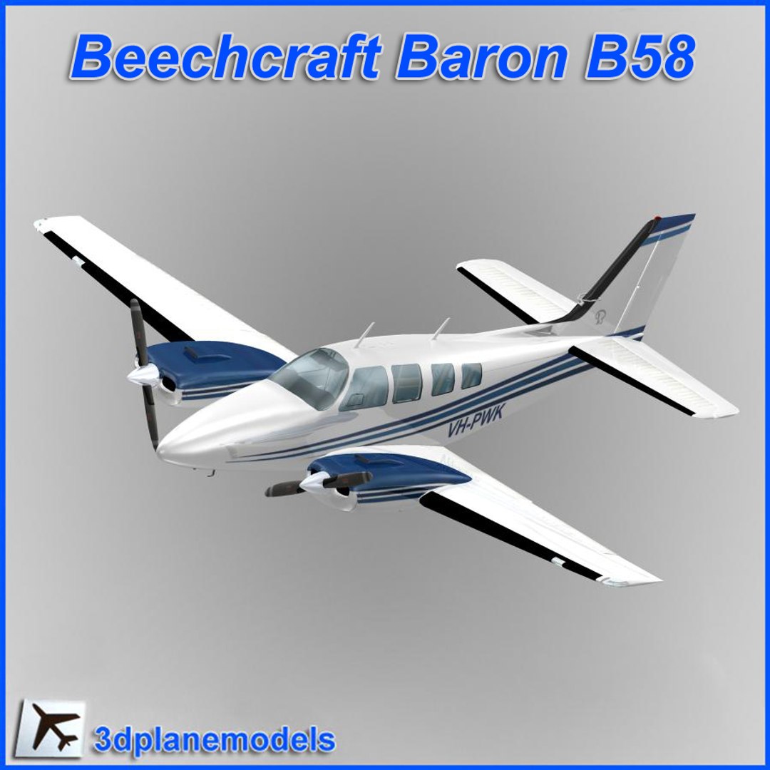 Beechcraft Baron B58 Private 3d Model