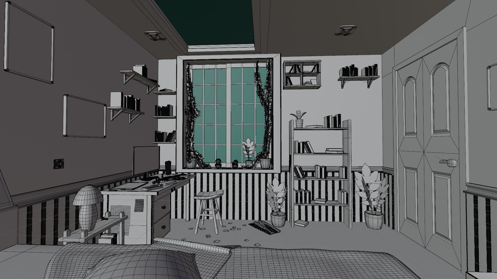 Home Bedroom Interior Environment Cartoon Style 3D - TurboSquid 2103499
