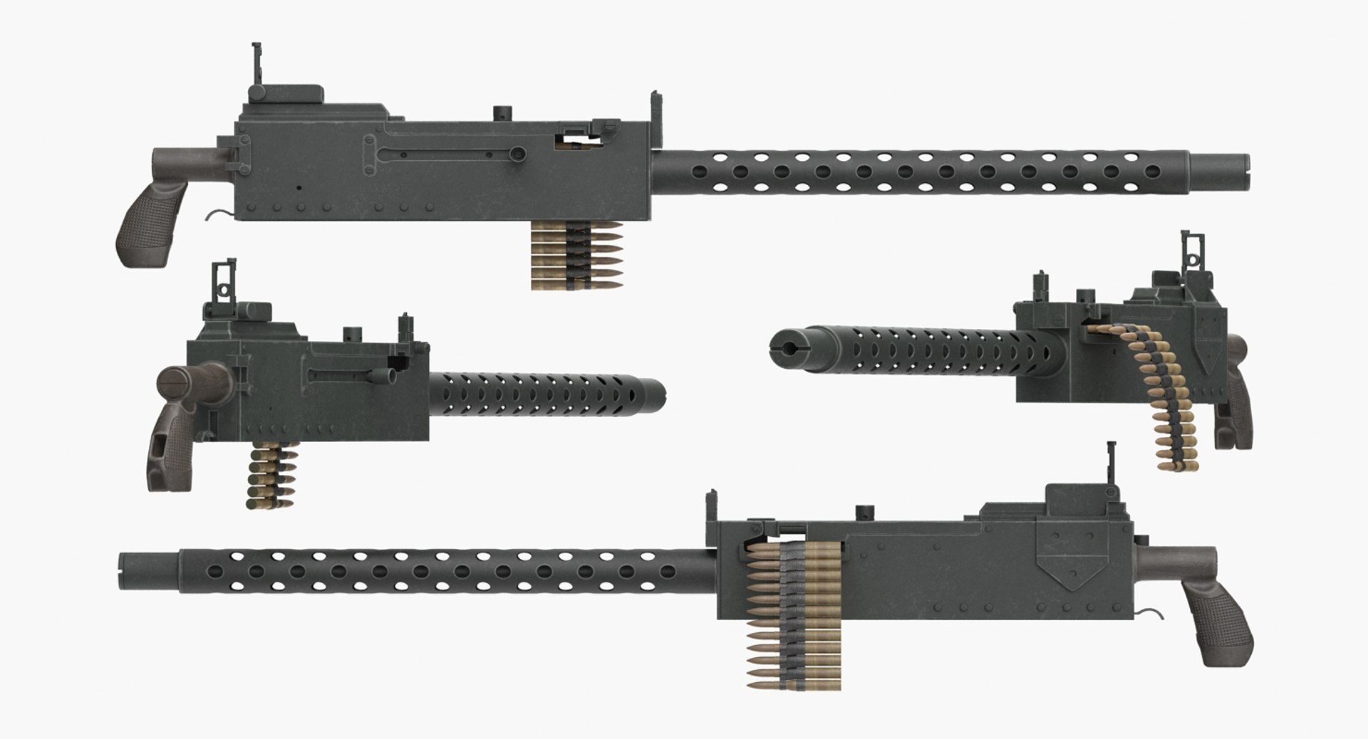 Machine Gun Browning M1919 3d Model