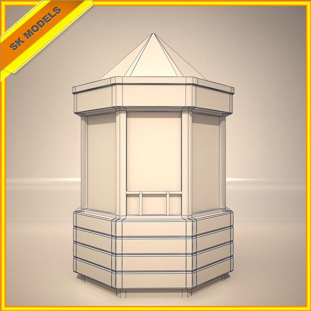 3d Newspapers Kiosk Model