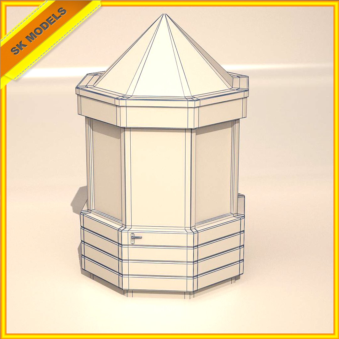 3d Newspapers Kiosk Model