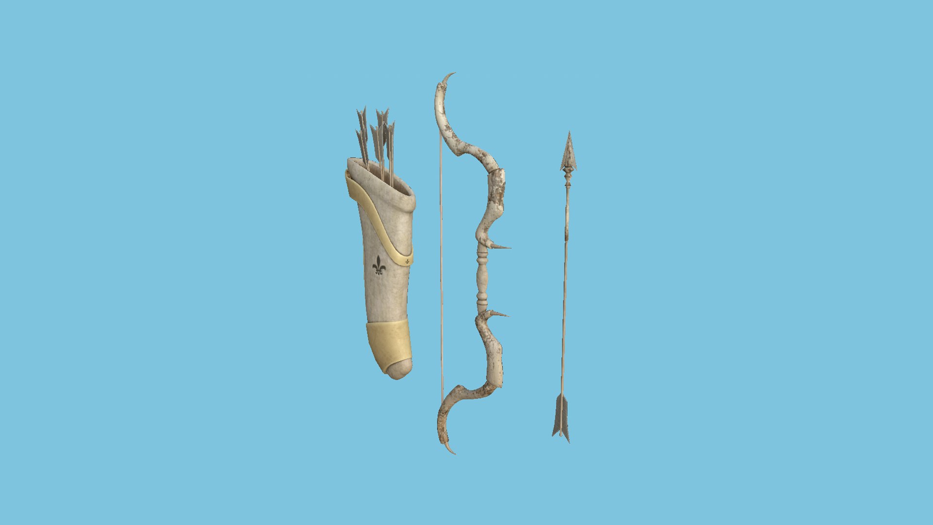 Archer Bow 02 Dragon Bone - Quiver Fantasy Weaponry 3D Model ...