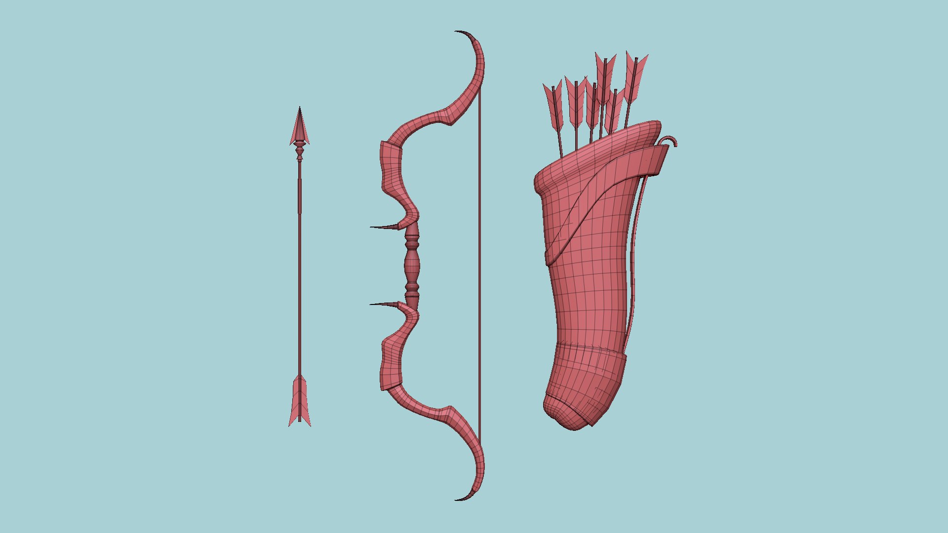 Archer Bow 02 Dragon Bone - Quiver Fantasy Weaponry 3D Model ...