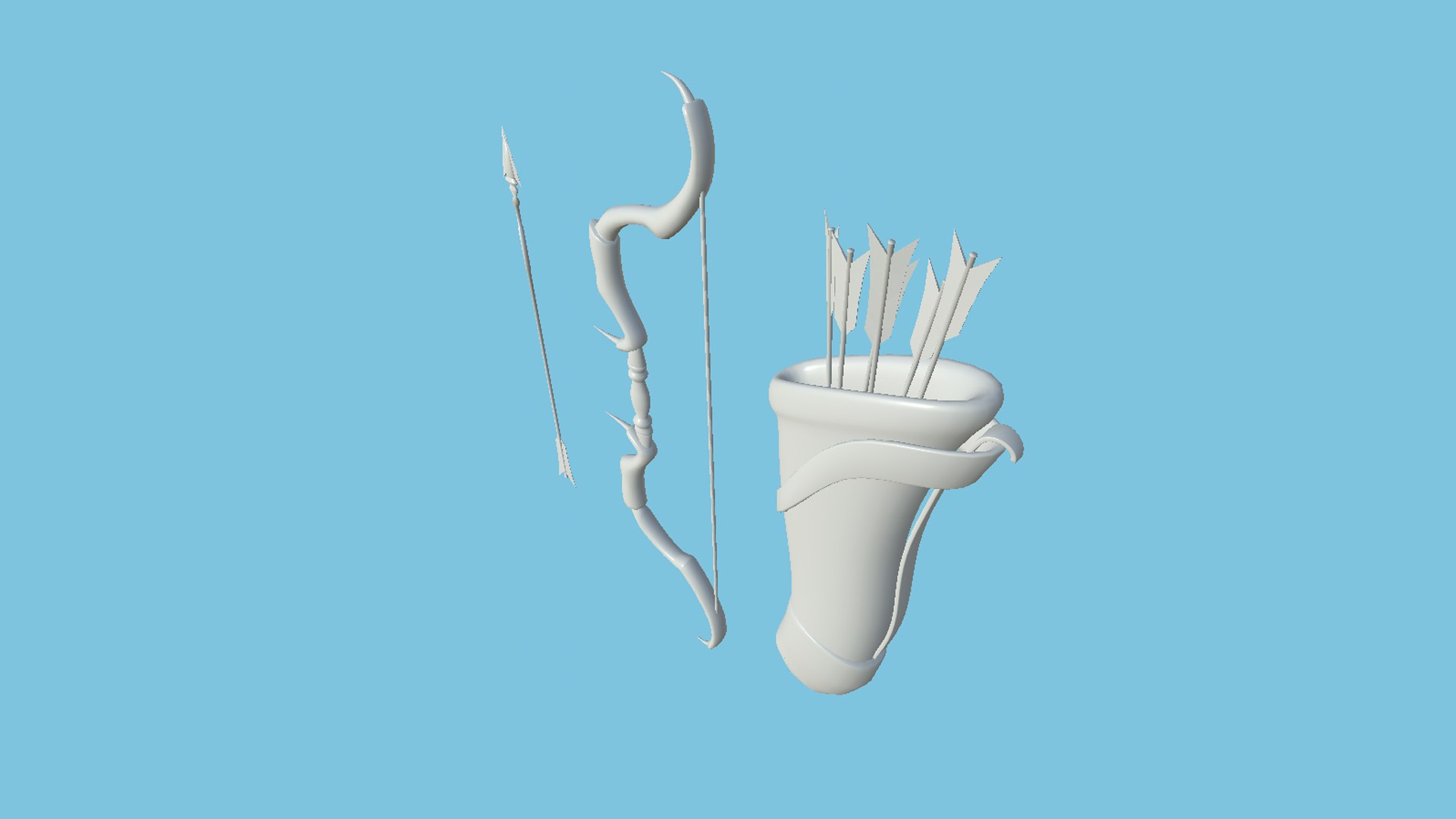 Archer Bow 02 Dragon Bone - Quiver Fantasy Weaponry 3D Model ...