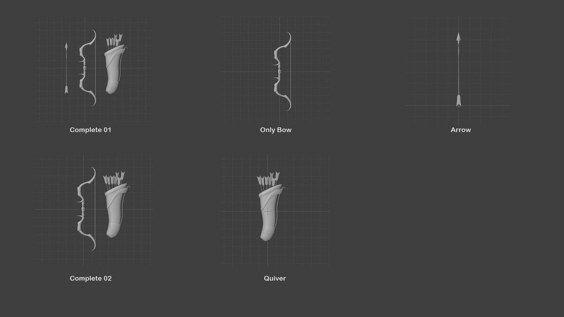 Archer Bow 02 Dragon Bone - Quiver Fantasy Weaponry 3D Model ...