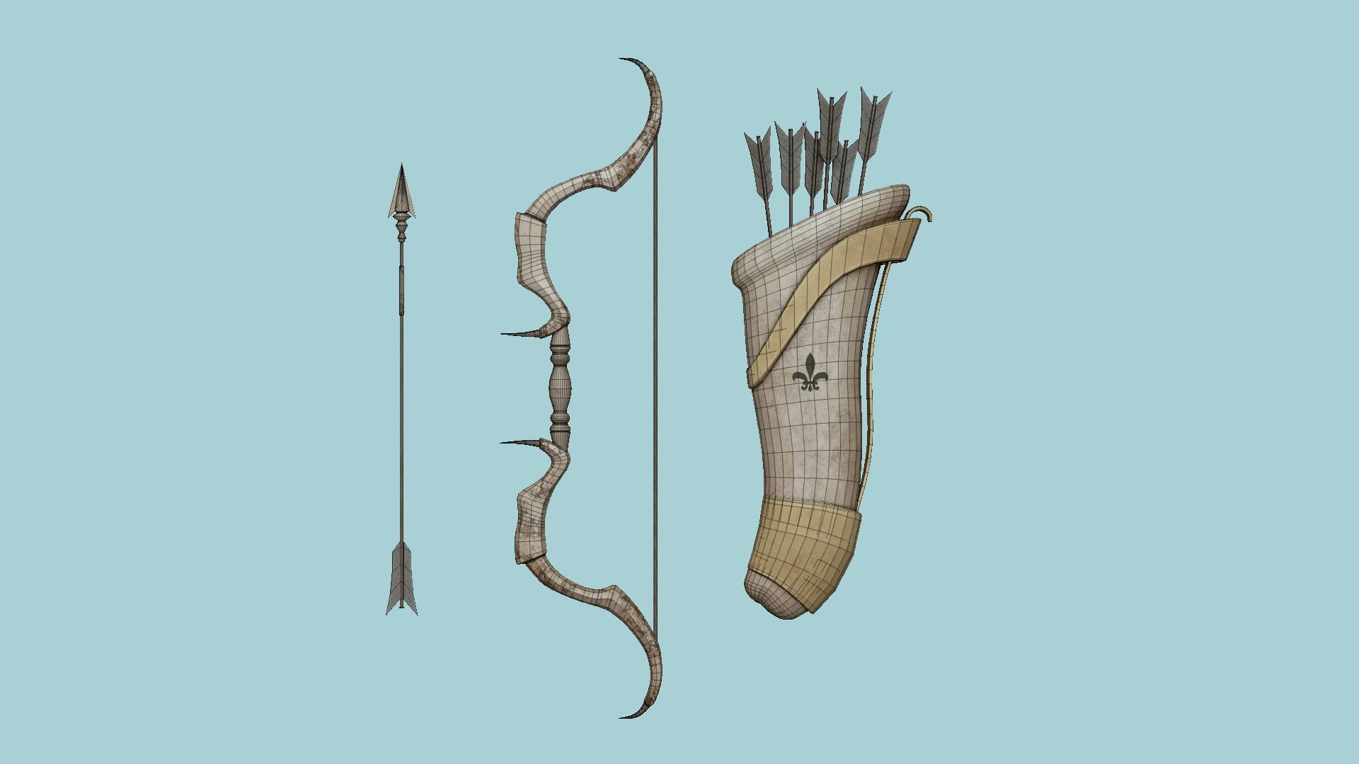 Archer Bow 02 Dragon Bone - Quiver Fantasy Weaponry 3D Model ...