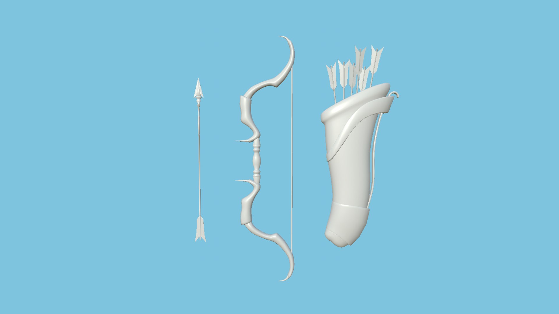 Archer Bow 02 Dragon Bone - Quiver Fantasy Weaponry 3D Model ...