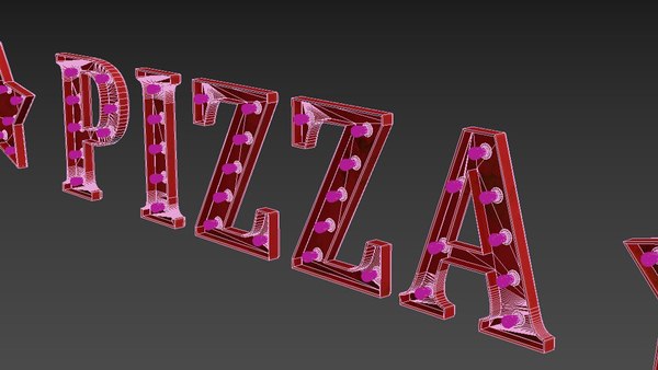 Sign with bulbs pizza 3D model - TurboSquid 1783458
