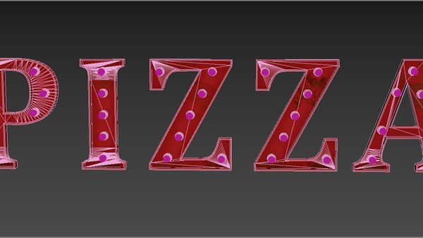 Sign with bulbs pizza 3D model - TurboSquid 1783458