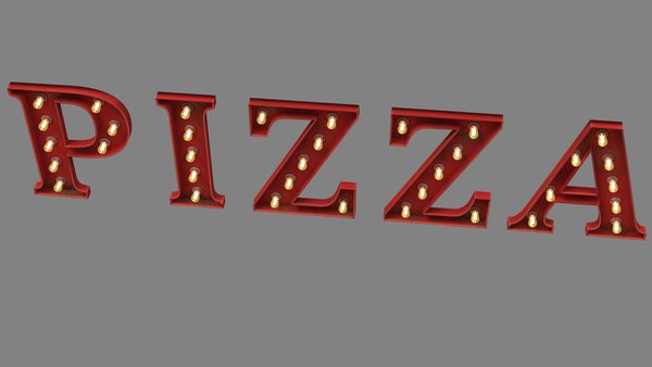 Sign with bulbs pizza 3D model - TurboSquid 1783458