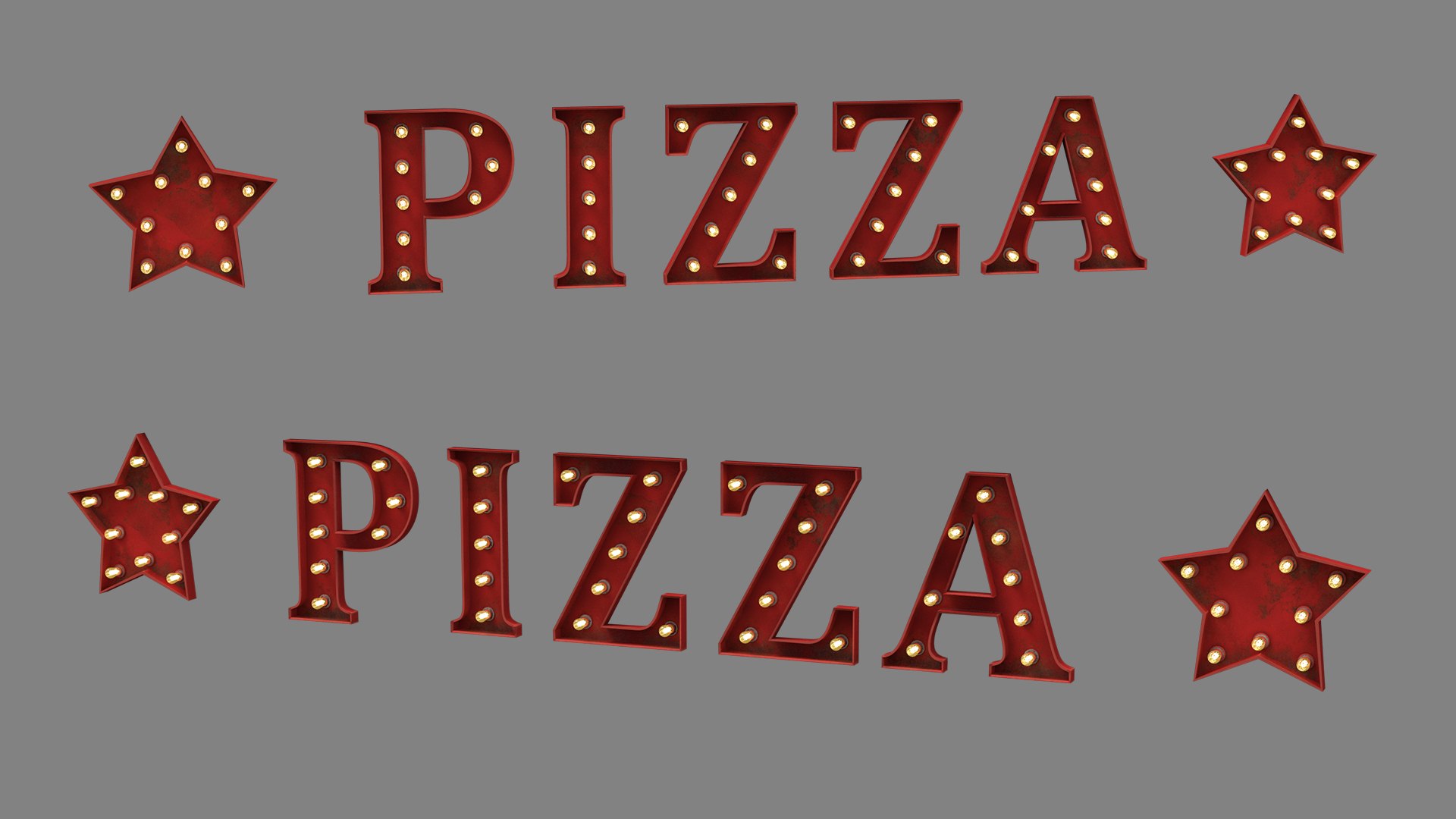 Sign with bulbs pizza 3D model - TurboSquid 1783458