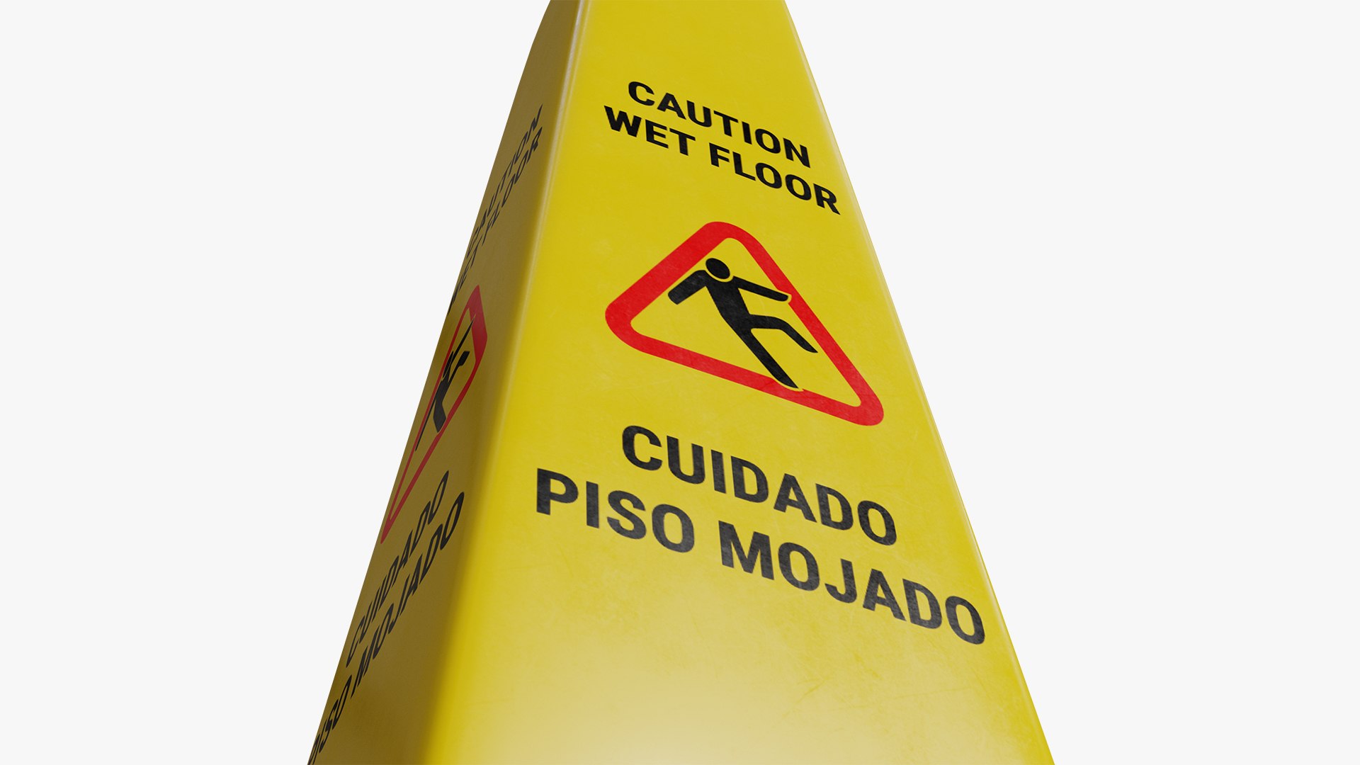 3D Yellow Closed Top 24 Inch Safety Lamba Floor Cone Caution Wet Floor ...