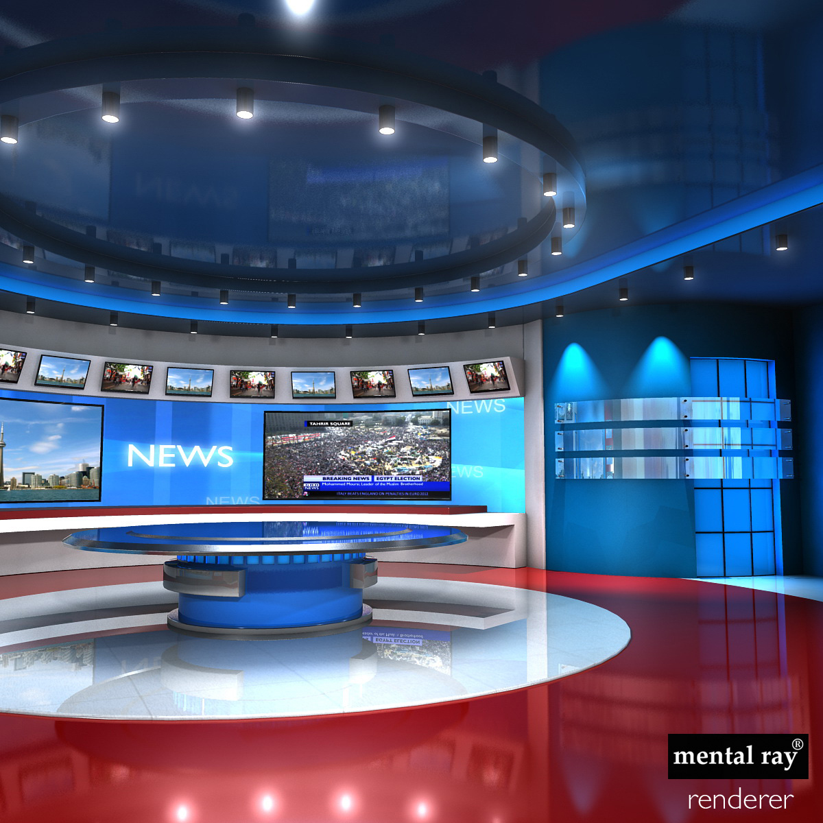 european virtual set news studio 3d model