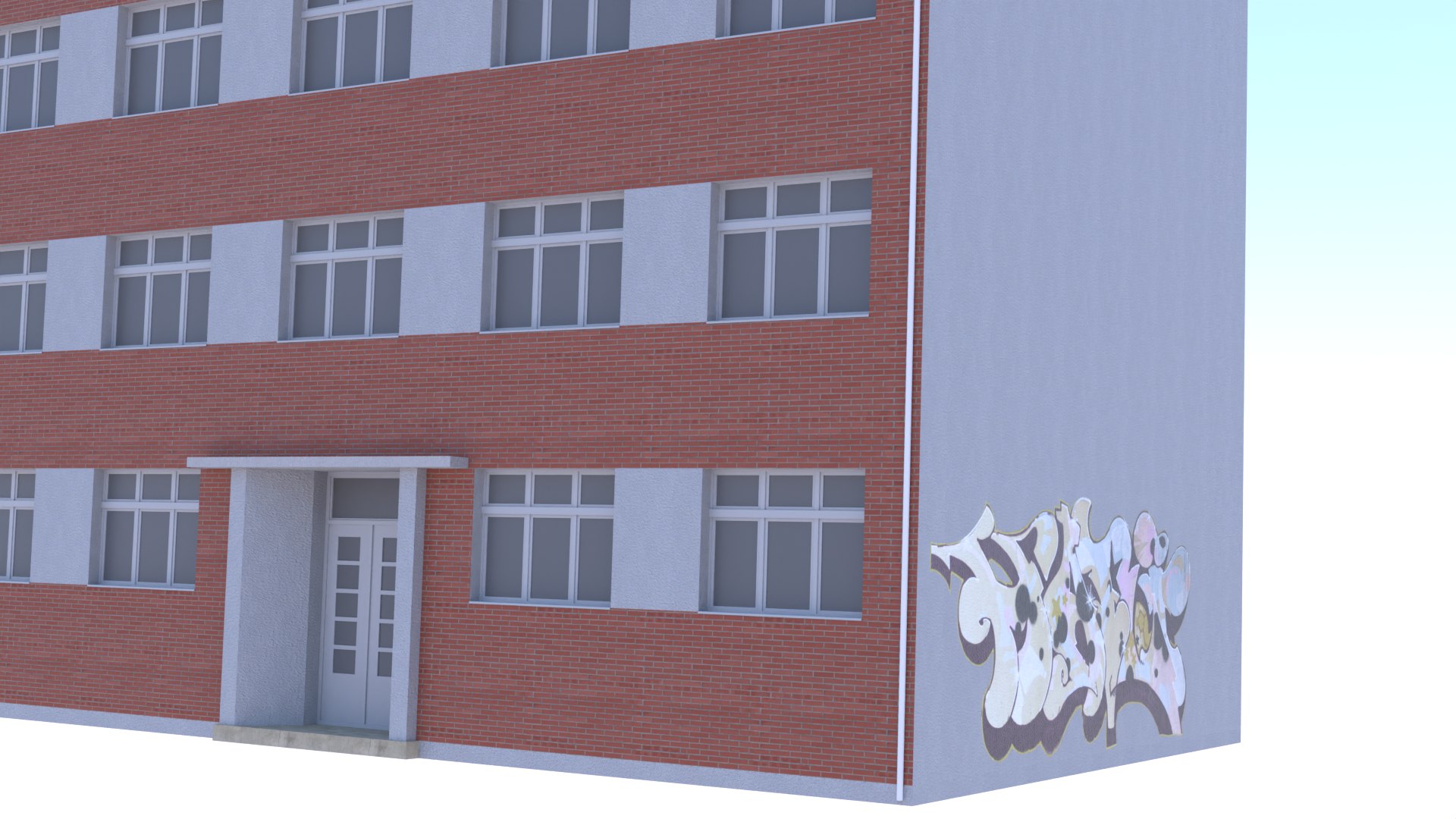 Apartment Building With Graffiti 3D Model - TurboSquid 2246087