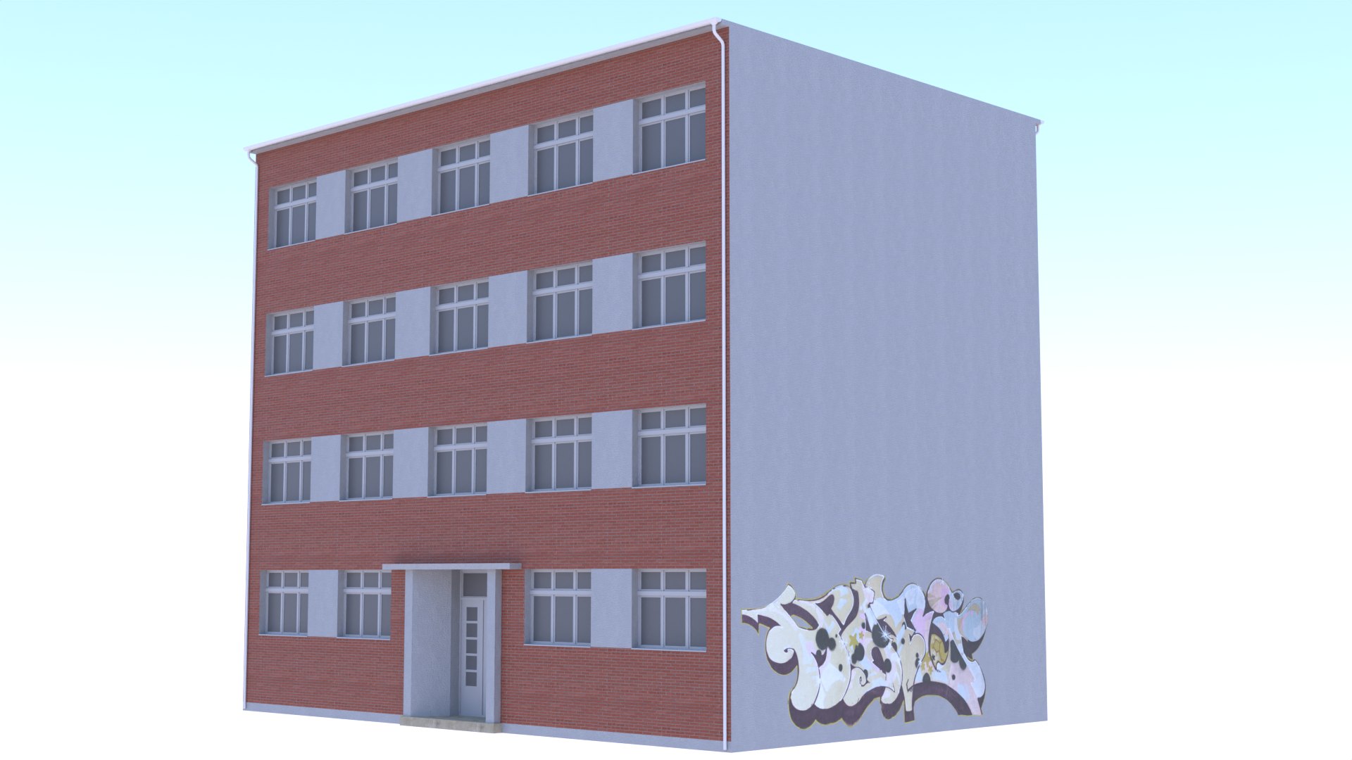 Apartment Building With Graffiti 3D Model - TurboSquid 2246087