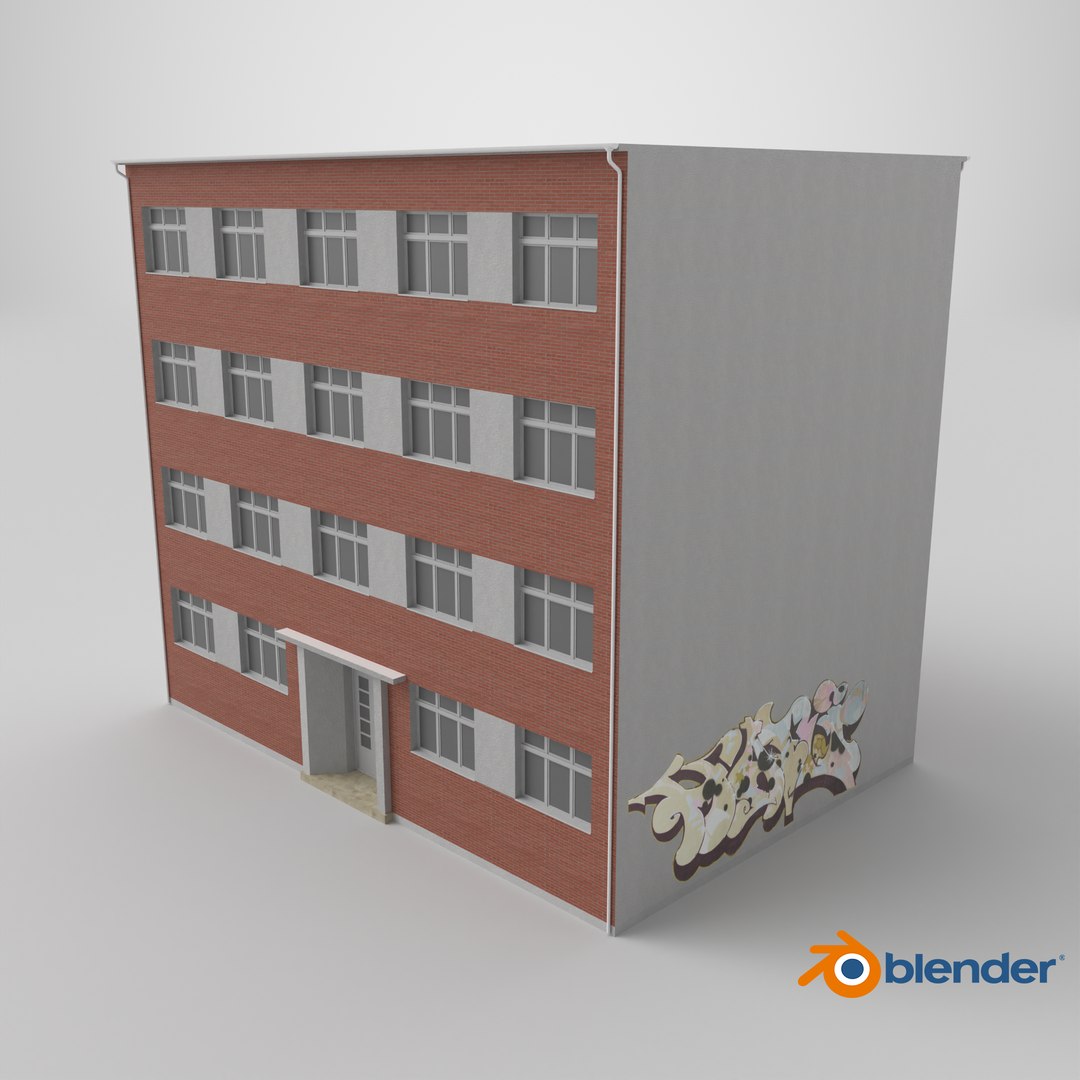 Apartment Building With Graffiti 3D Model - TurboSquid 2246087