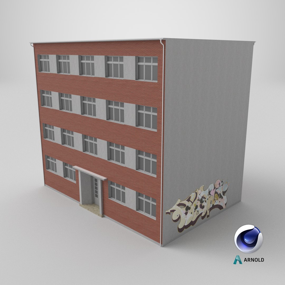 Apartment Building With Graffiti 3D Model - TurboSquid 2246087