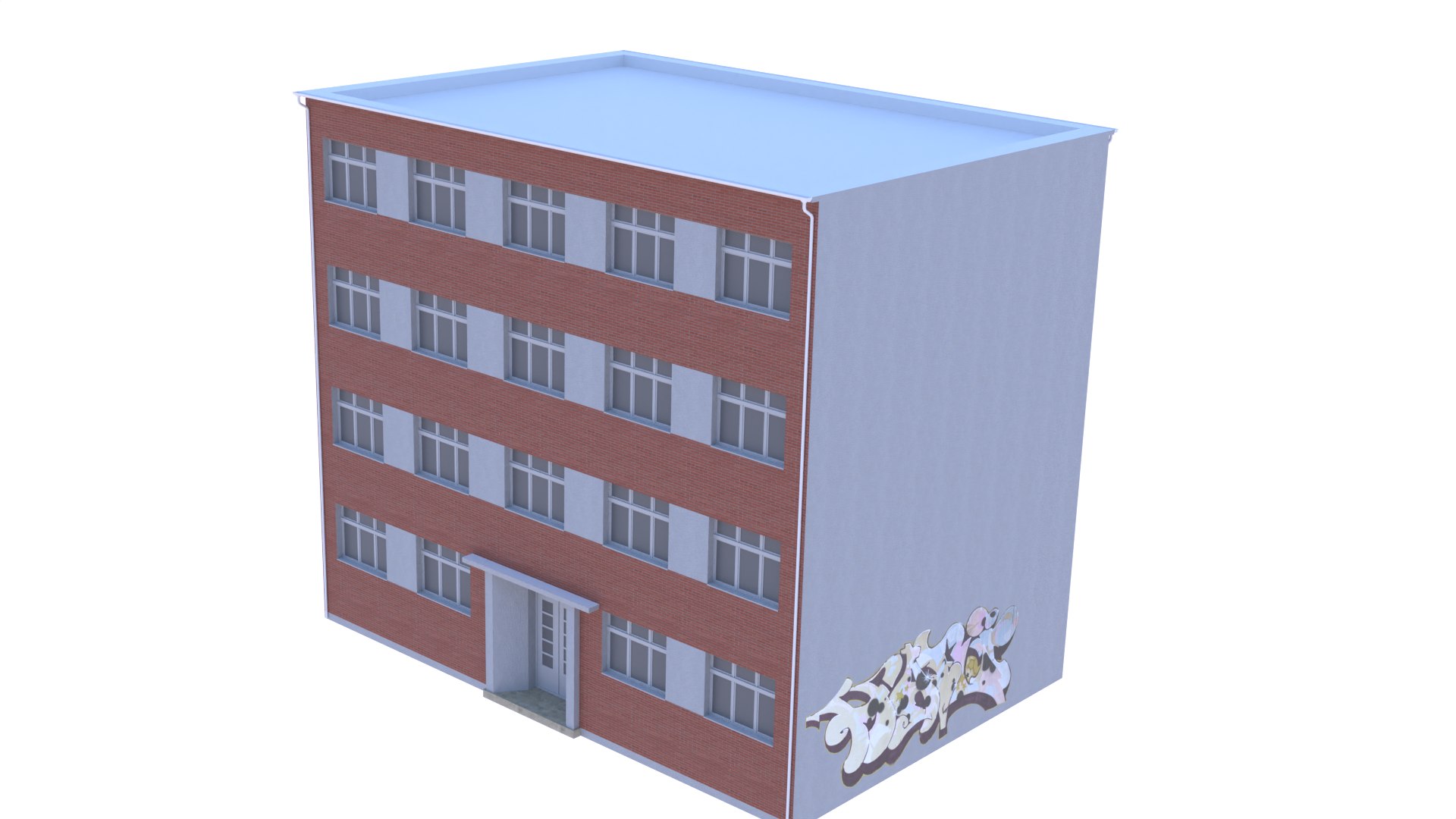 Apartment Building With Graffiti 3D Model - TurboSquid 2246087