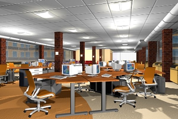 3d office interior scene