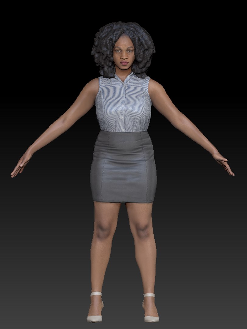 3D model Woman in shirt and leather skirt ready for rigging 281 ...