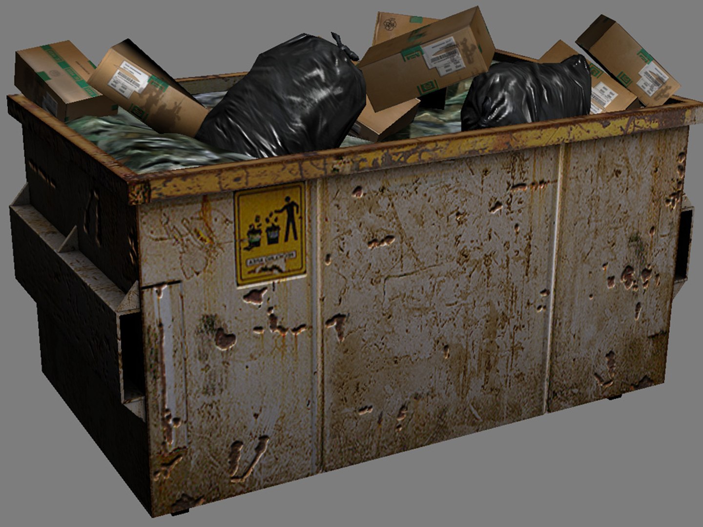 3d normal recycling bin