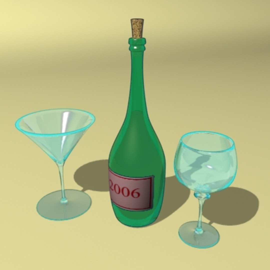 3ds Max Bottle Drinking Glasses Cartoon