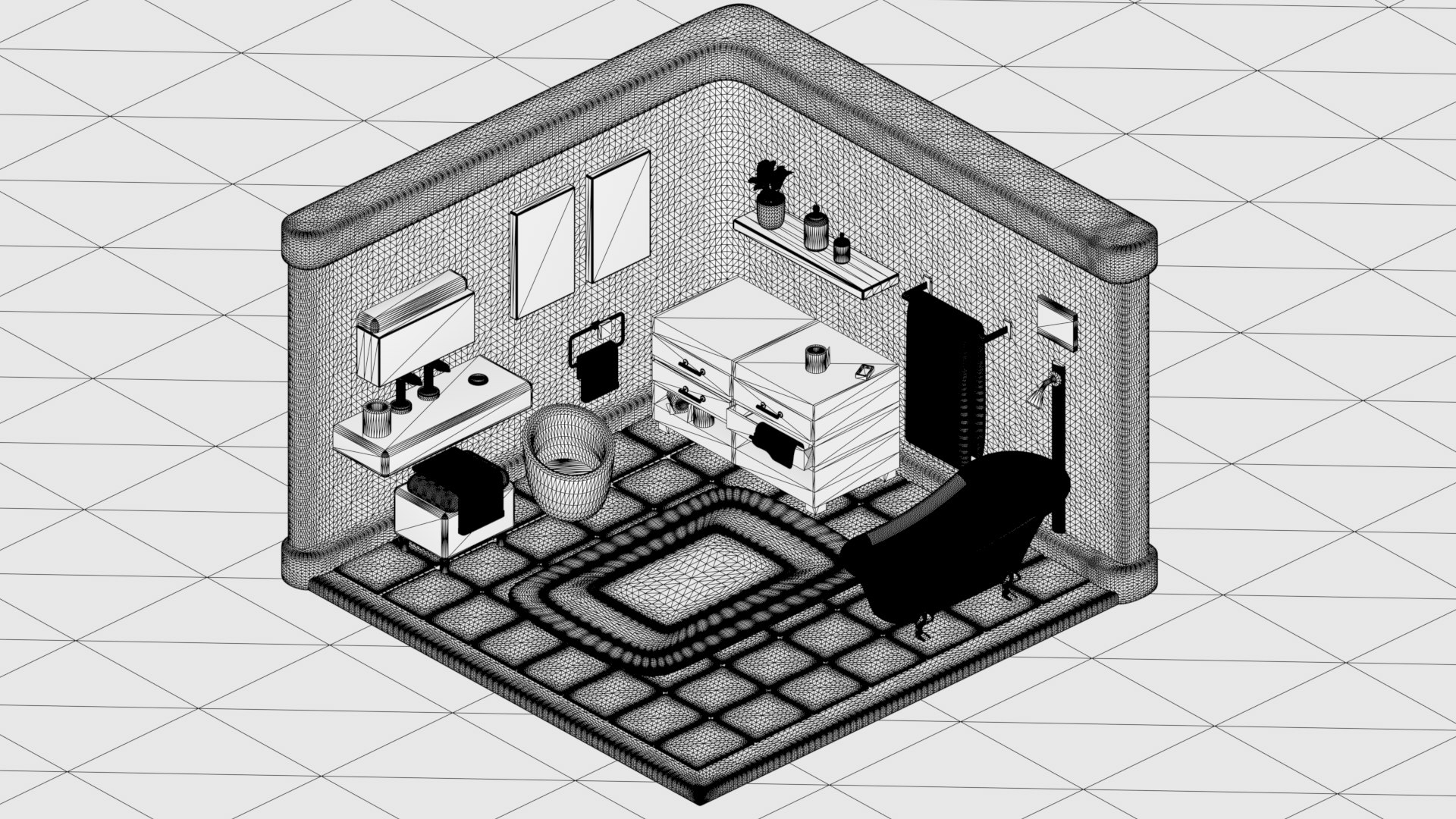 3D ISOMETRIC BATHROOM Model - TurboSquid 2315187