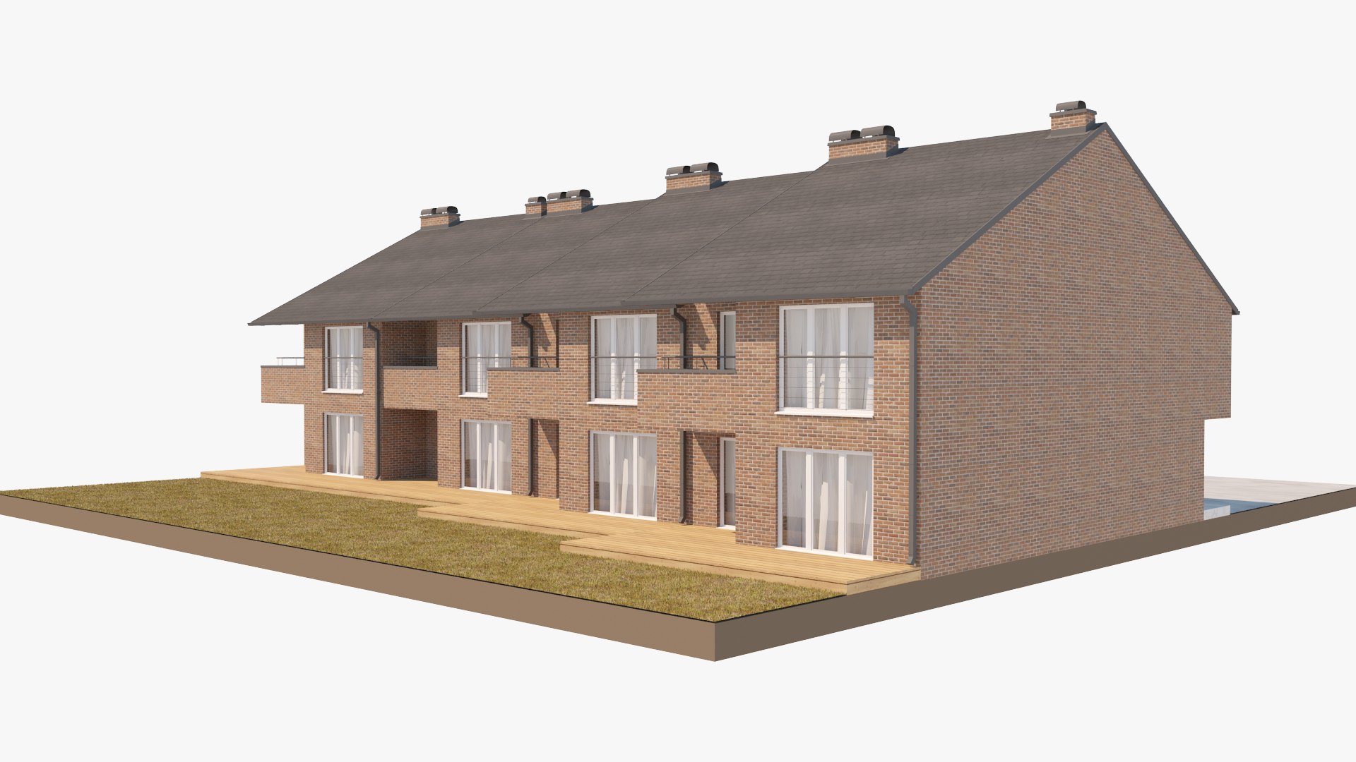 3D Model Terraced Houses - TurboSquid 2327429