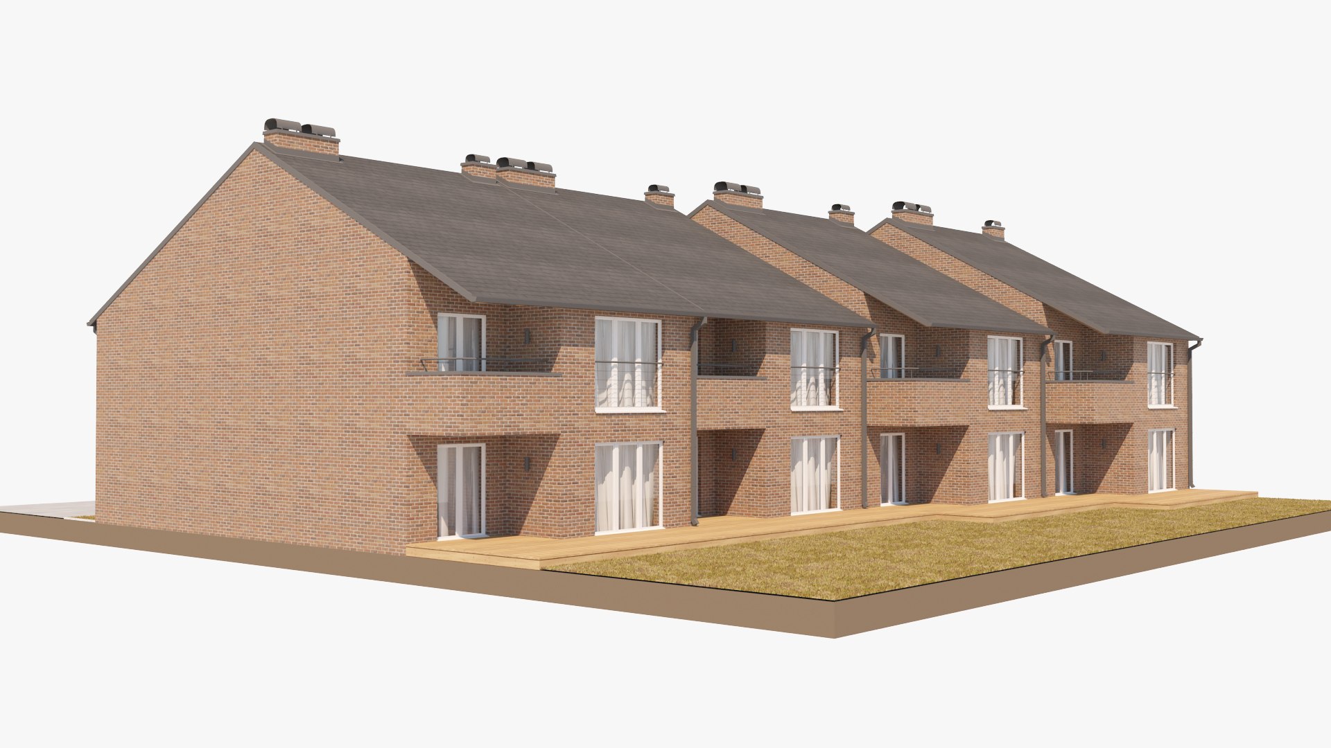 3D Model Terraced Houses - TurboSquid 2327429
