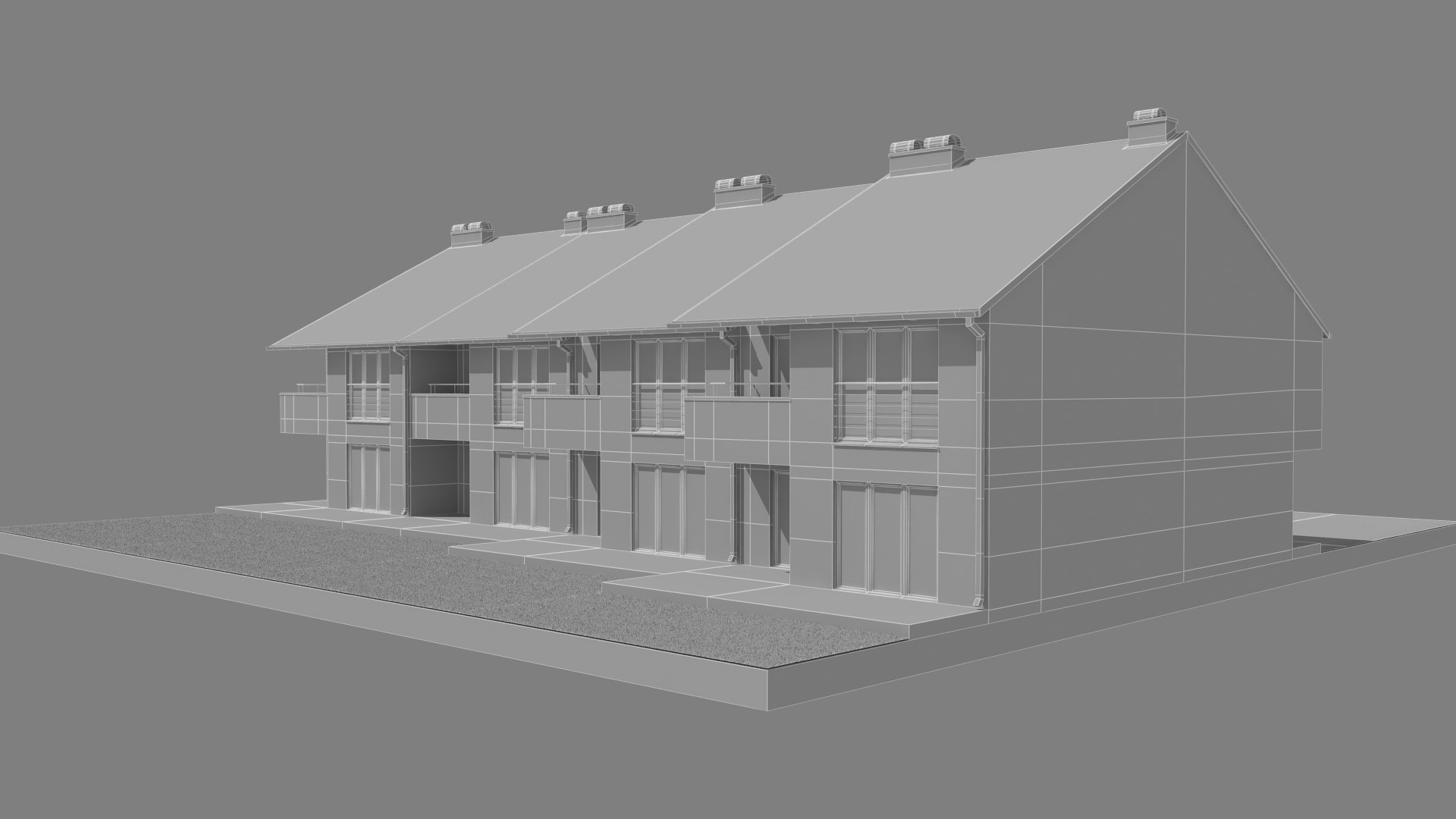 3D Model Terraced Houses - TurboSquid 2327429