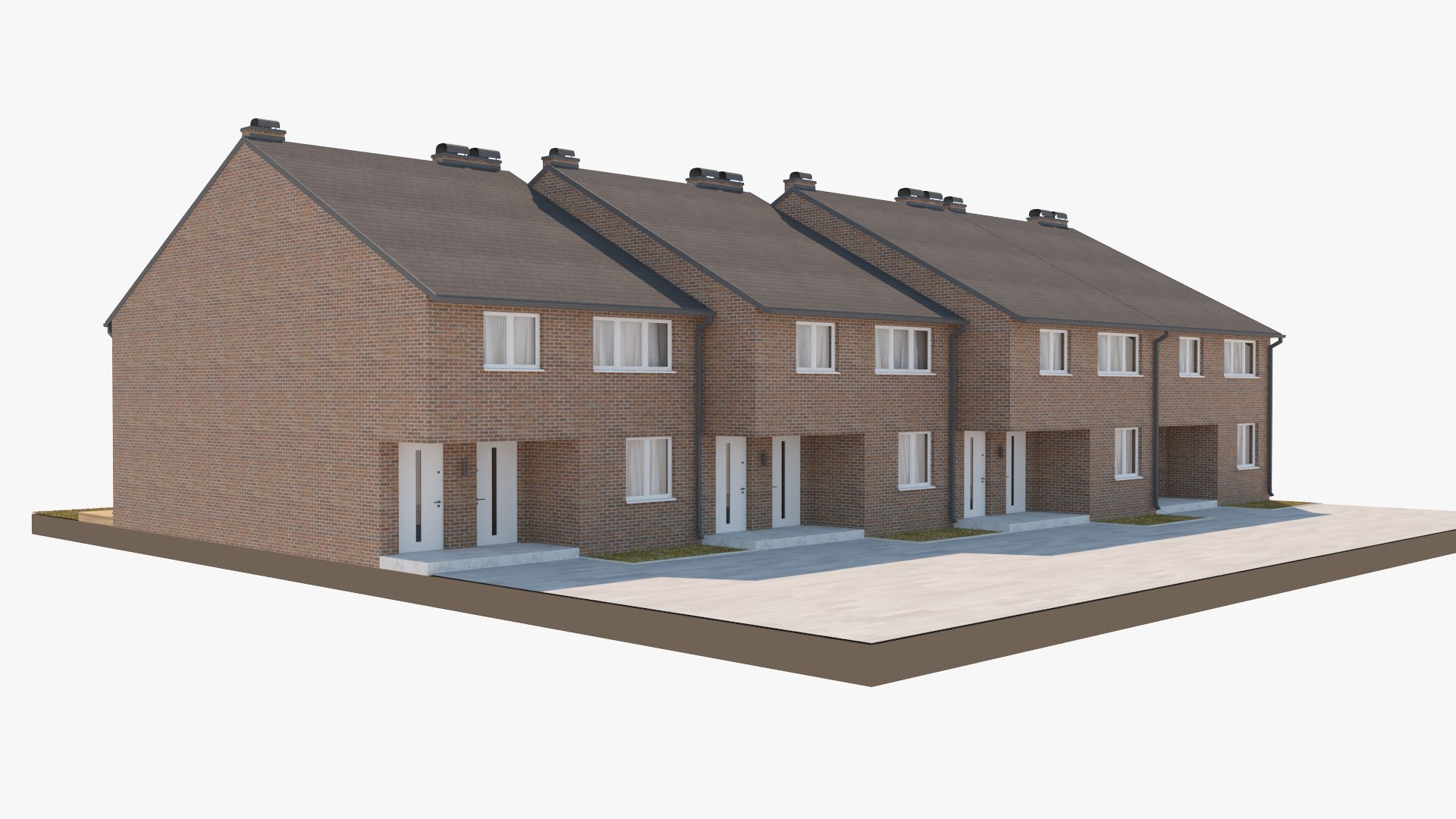 3D Model Terraced Houses - TurboSquid 2327429