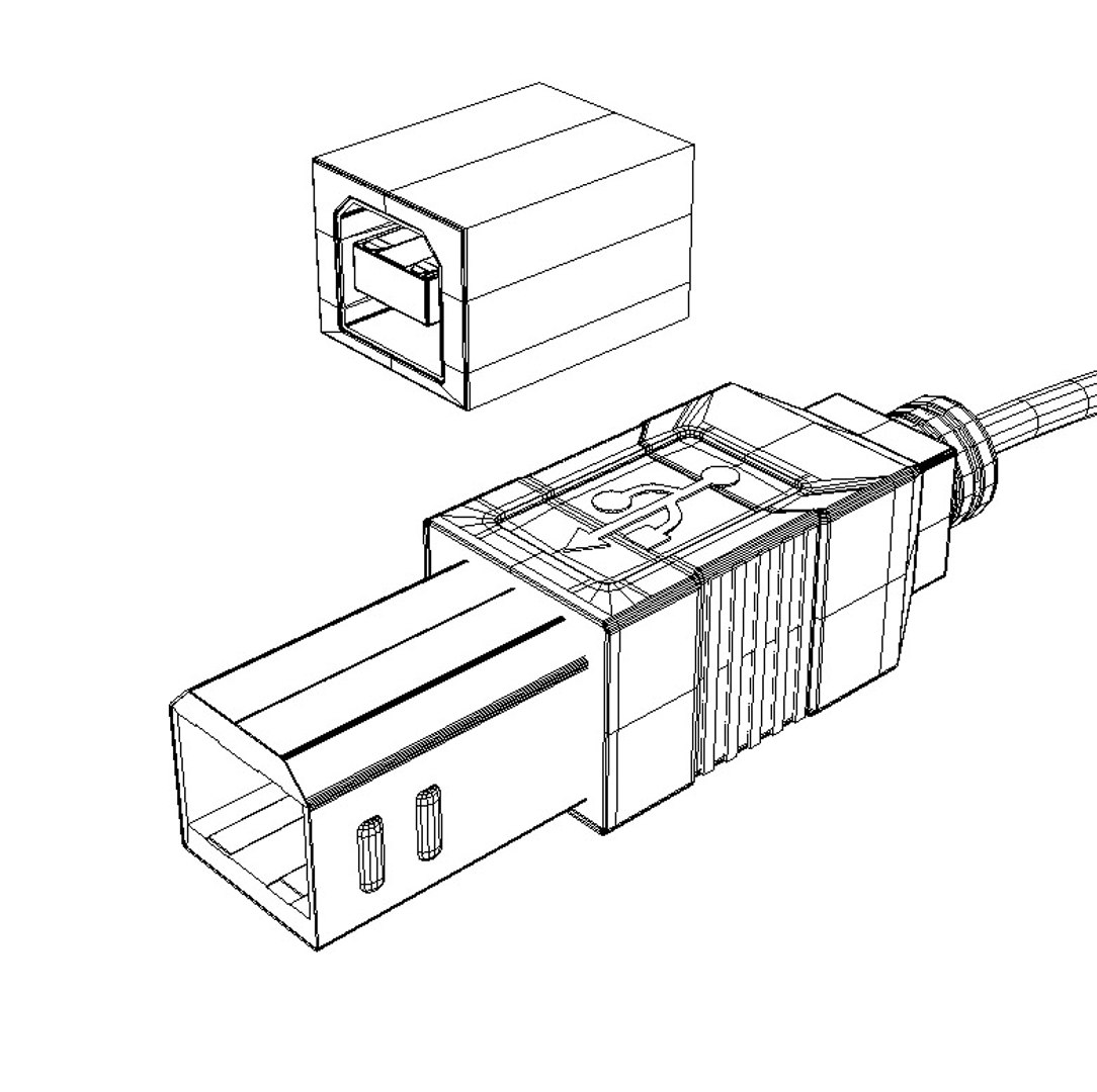 D Usb Printer Female Connection Model