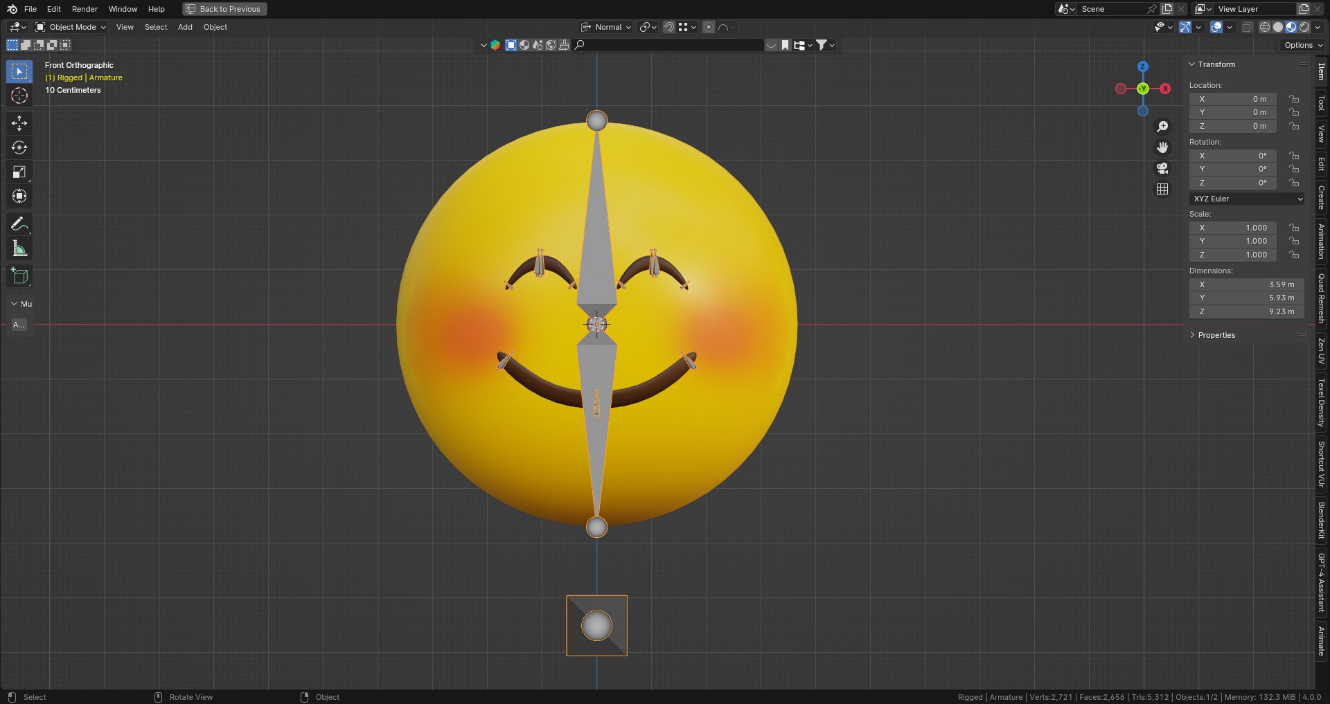 Blushing Smile Yellow Ball Emoticon Emoji Or Smiley 3D Model ...