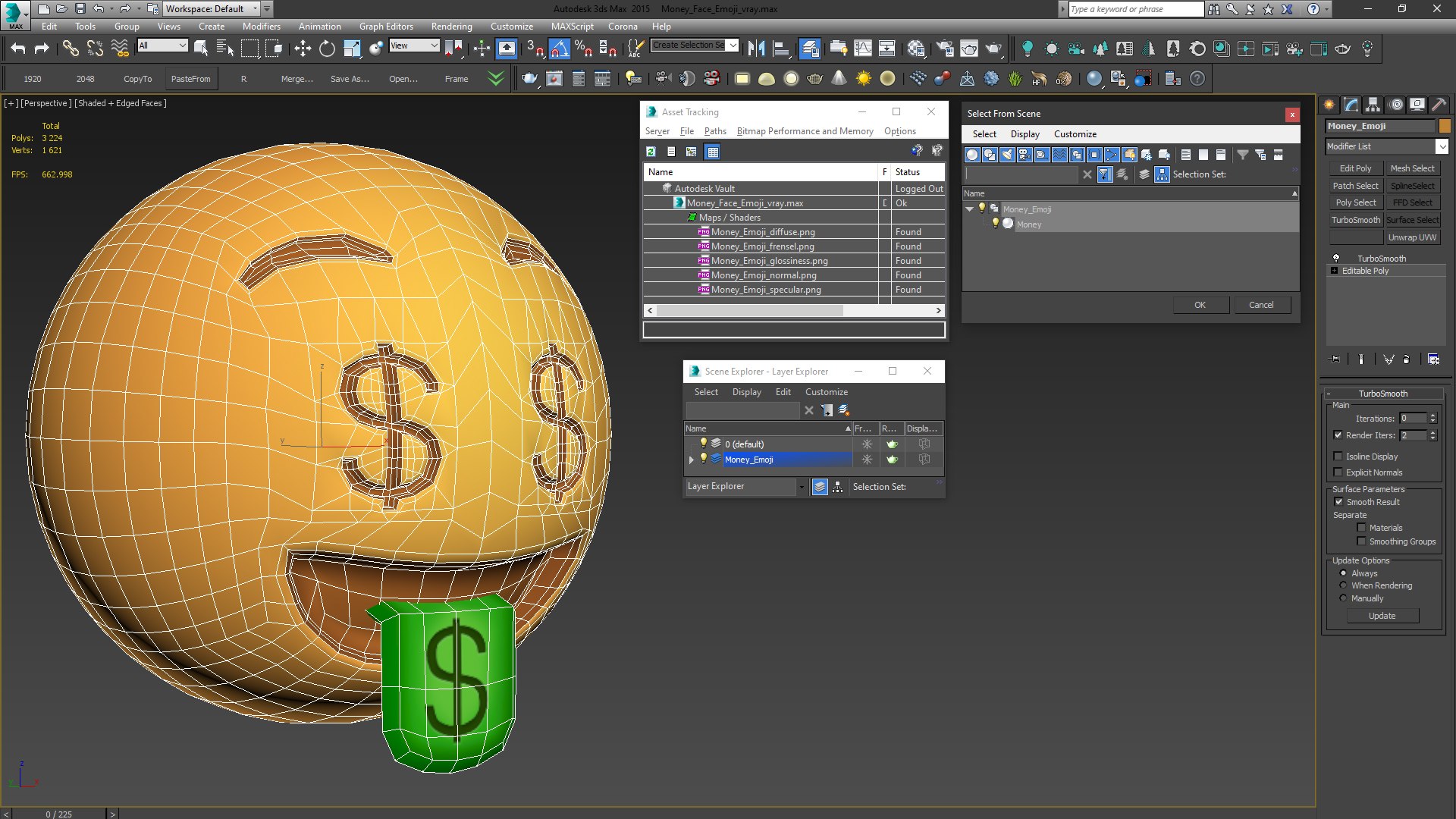 3D Model Money Face Emoji - TurboSquid 1533408
