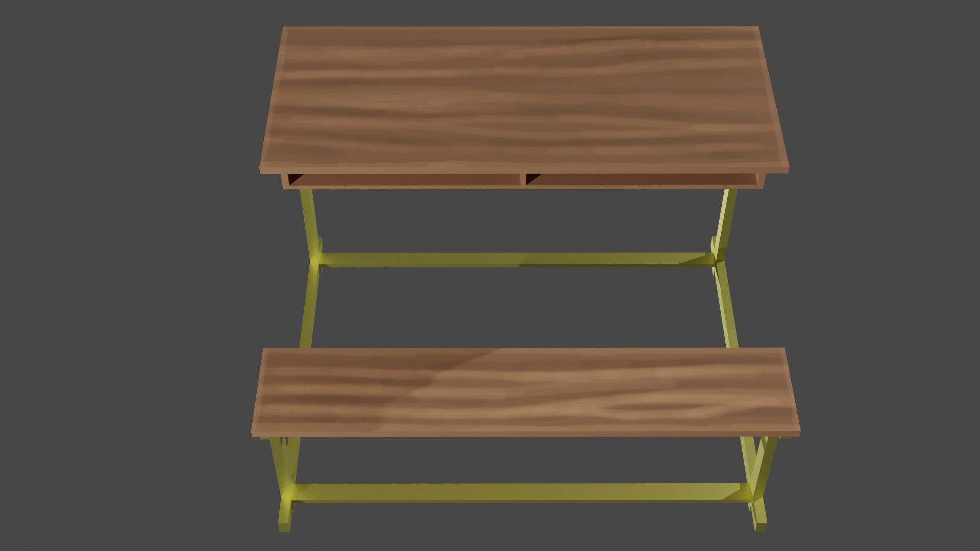 School Table With Bench Attached With Texture Model - TurboSquid 1778919