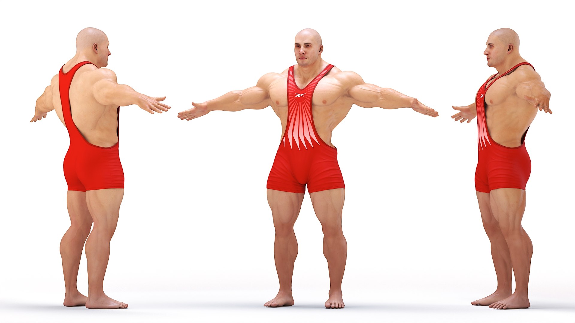 Athletic Strong Male In Reebok Red Leotard Rigged 3D Model - TurboSquid ...
