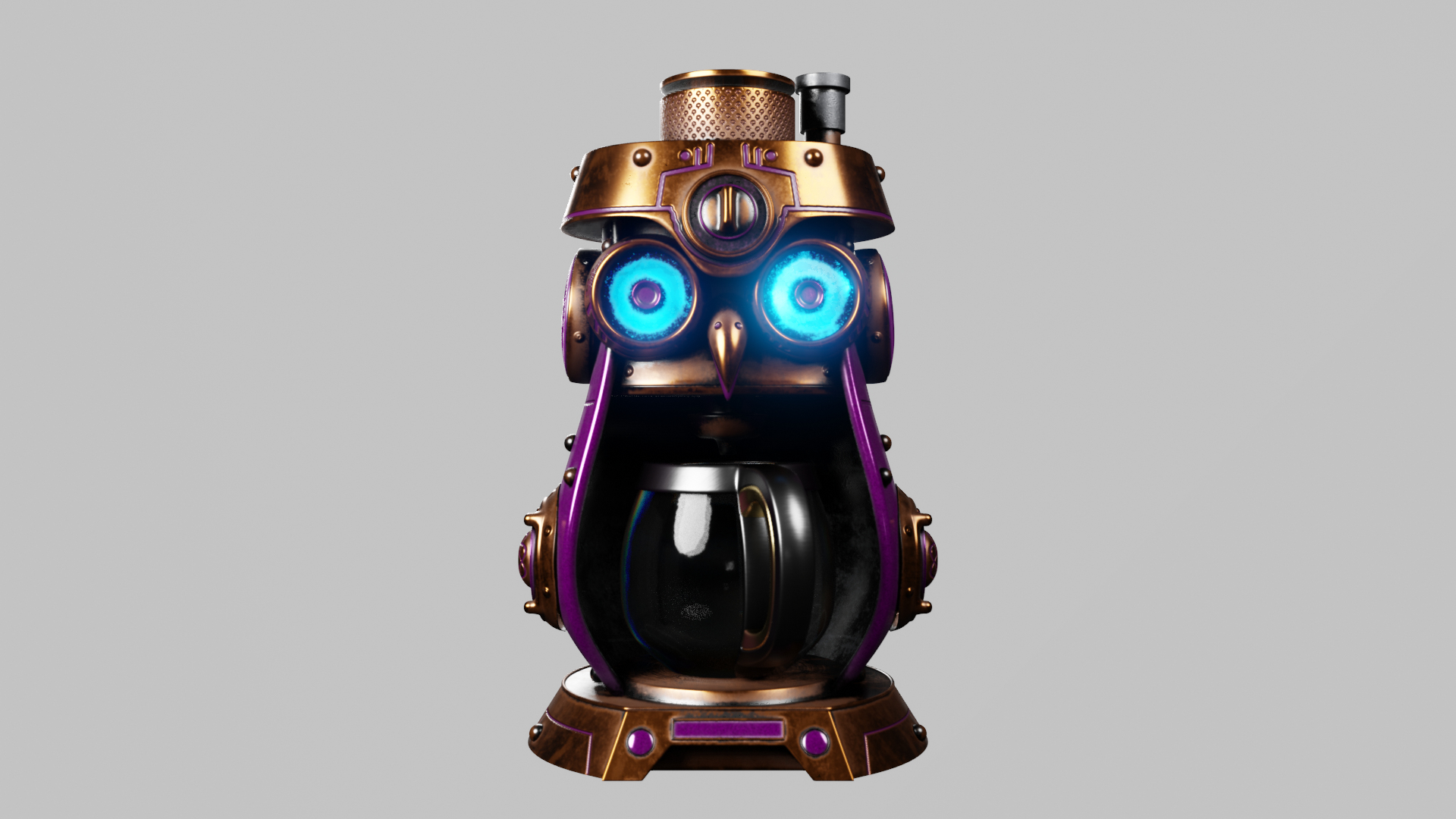 3D Steampunk Owl Shaped Coffee Machine - TurboSquid 2060870