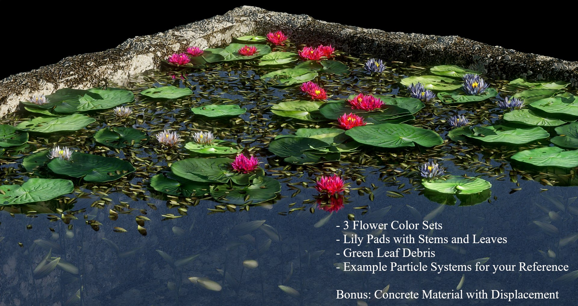 Lily Pad And Flower Particles - Complete System 3D - TurboSquid 2203913