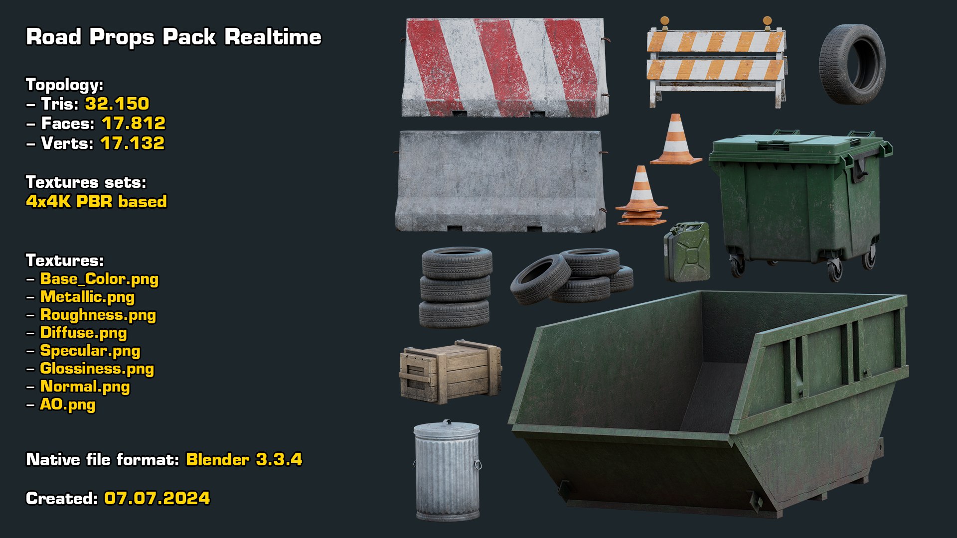 3D Model Road Props Pack Realtime - TurboSquid 2251854