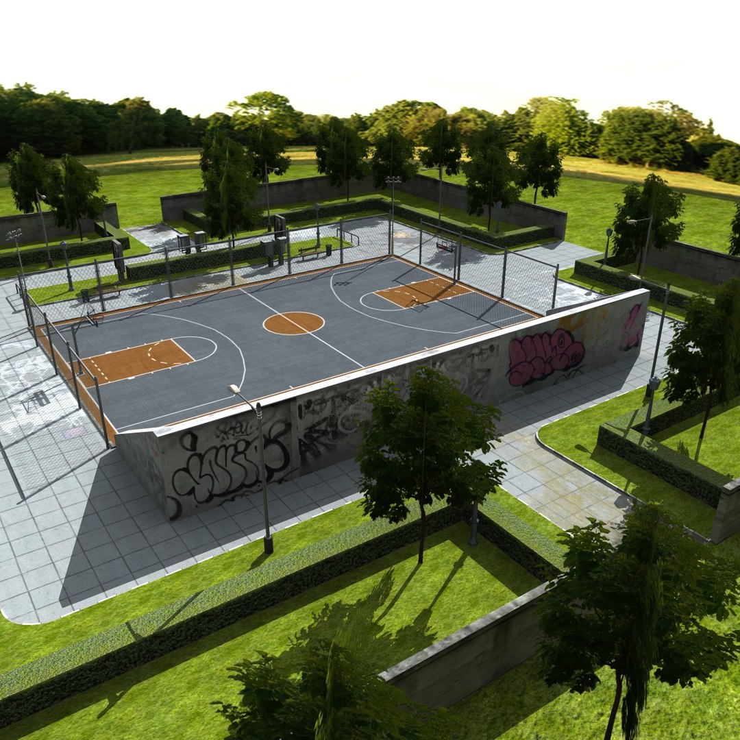 Outdoor Basketball Arena 3d Model