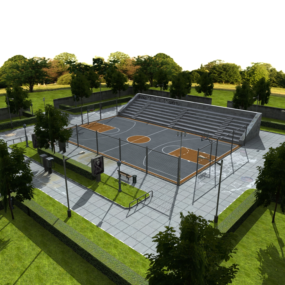 outdoor basketball arena 3d model