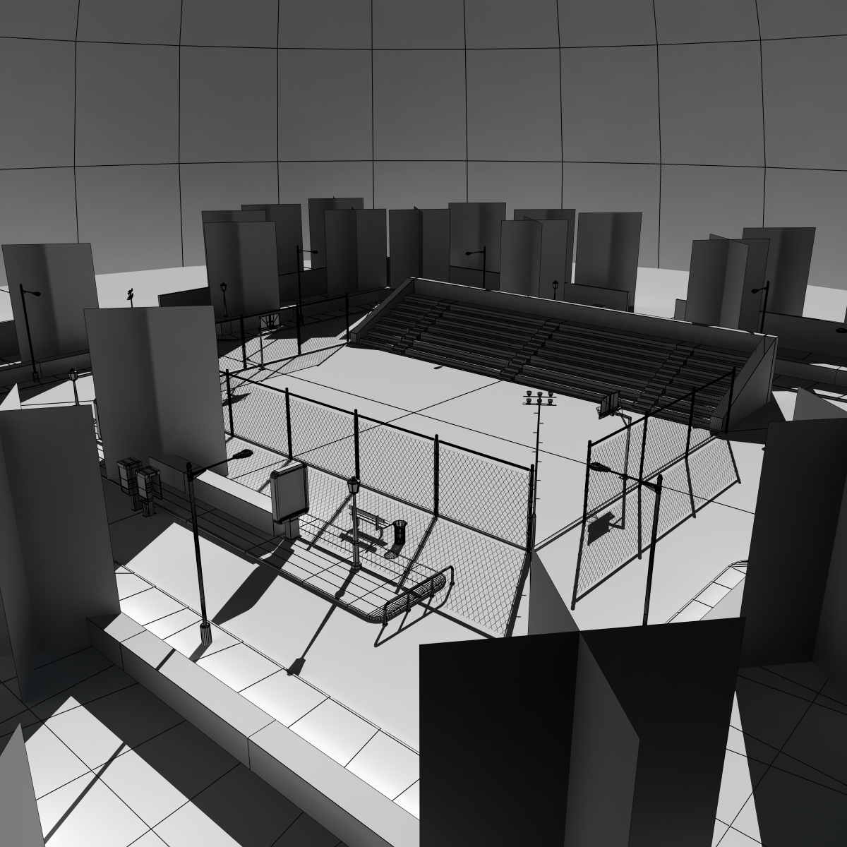 outdoor basketball arena 3d model