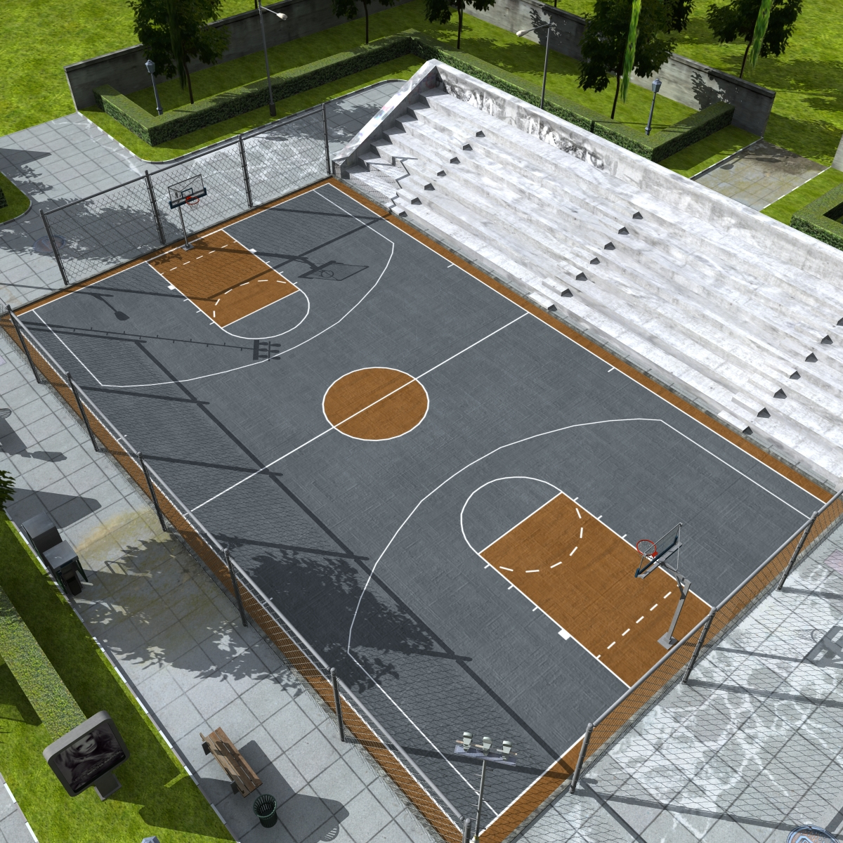outdoor basketball arena 3d model